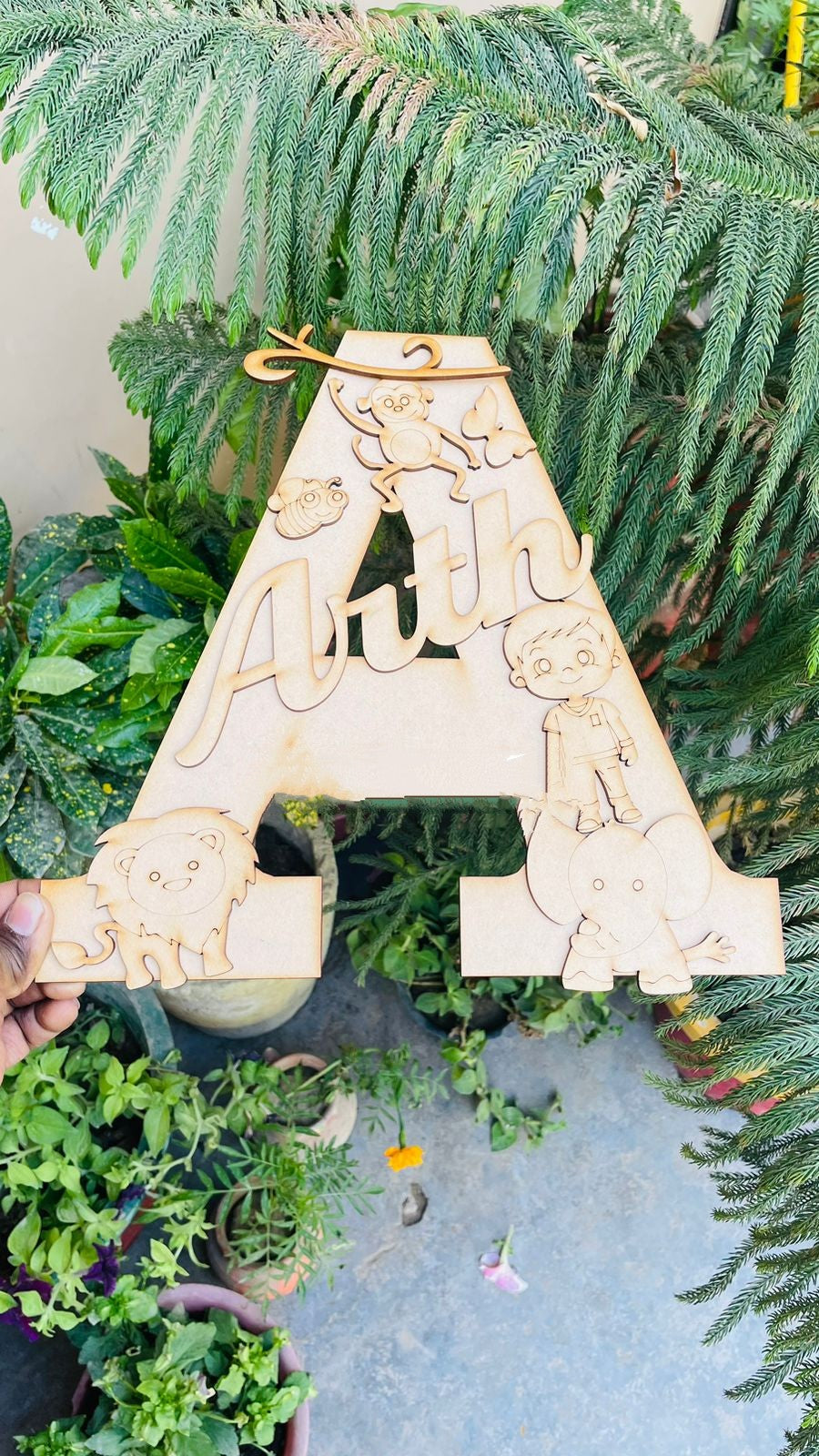 DIY MDF Name Plate (theme based) 12Inch Initial 2.5inch letters with 4 ...